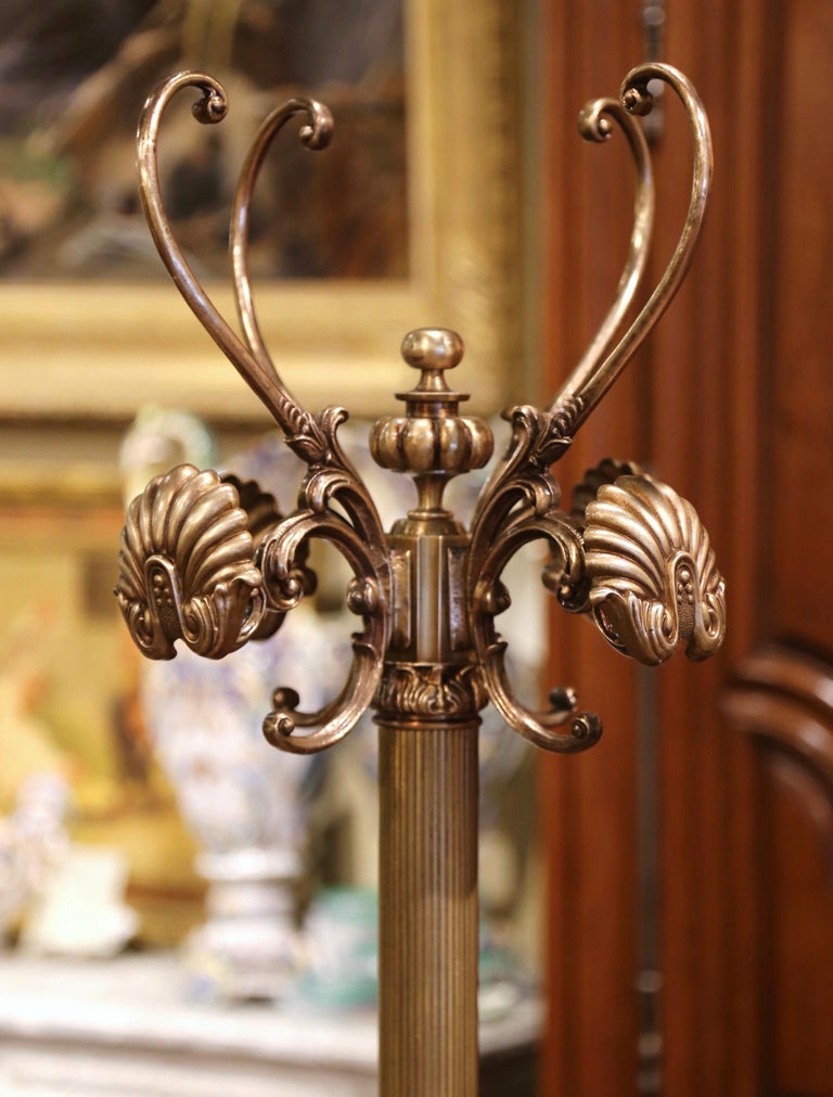 Early 20th Century Italian Gilt Brass Standing Hall Tree with Swivel ...