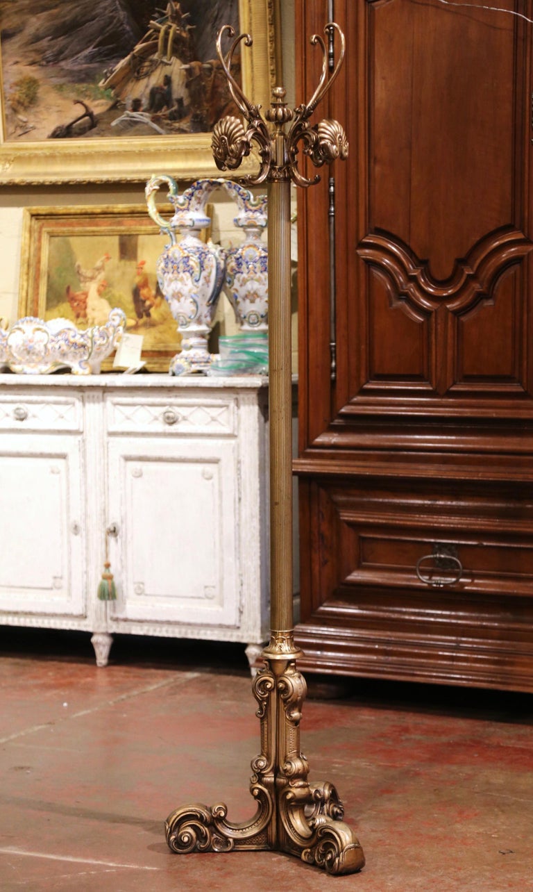 Early 20th Century Italian Gilt Brass Standing Hall Tree with Swivel ...