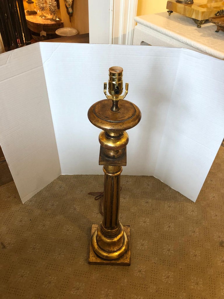Early 20th Century Italian Neoclassical Giltwood Column Lamp For Sale ...