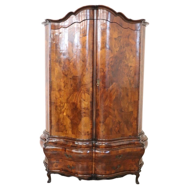 Early 20th Century Italian Venetian Louis XV Style Walnut Briar Wardobe ...