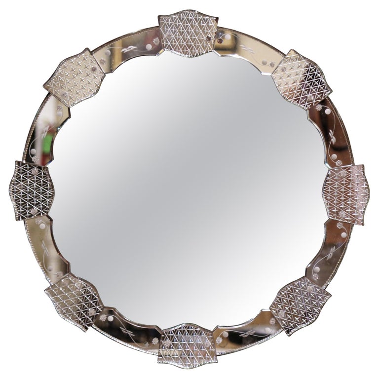 Early 20th Century Italian Venetian Wall Mirror with Painted Floral ...