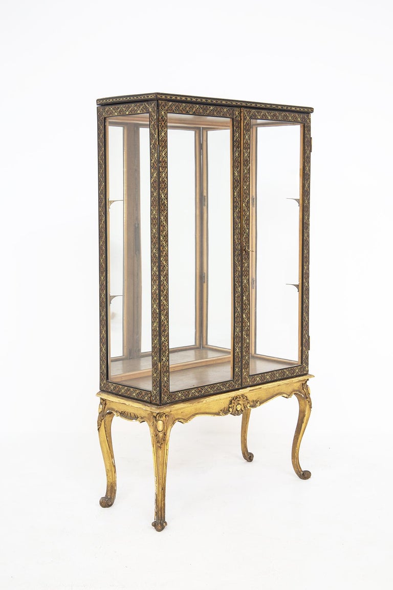 Early 20th Century Italian Vintage Showcase in Painted Wood and Glass ...