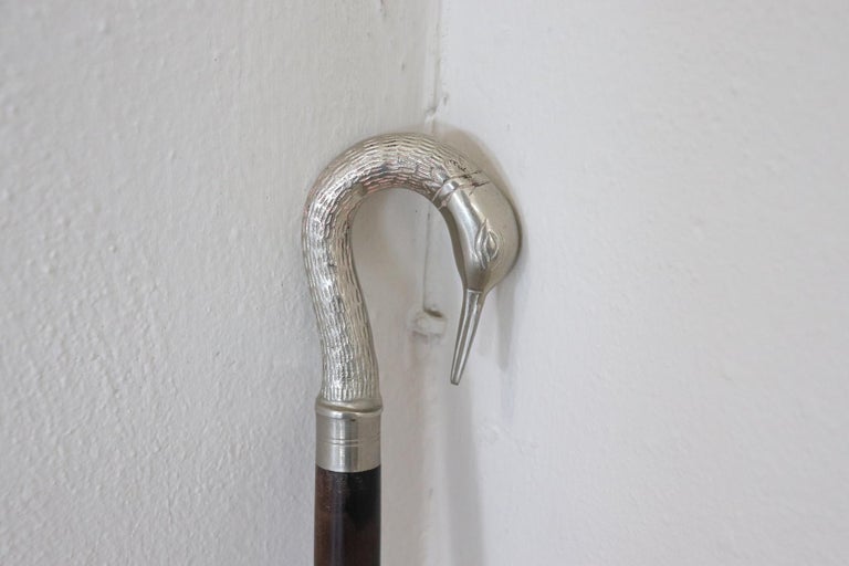 Early 20th Century Italian Walnut and Silver Plate Walking Stick, 1920s ...