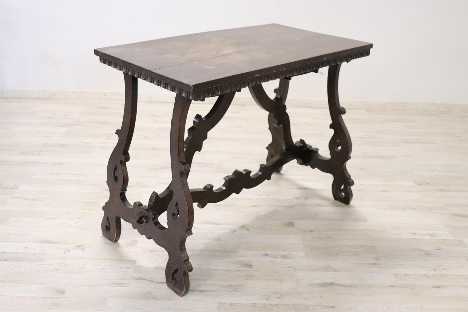 Early 20th Century Italian Walnut Small Fratino Table or Desk with Lyre ...