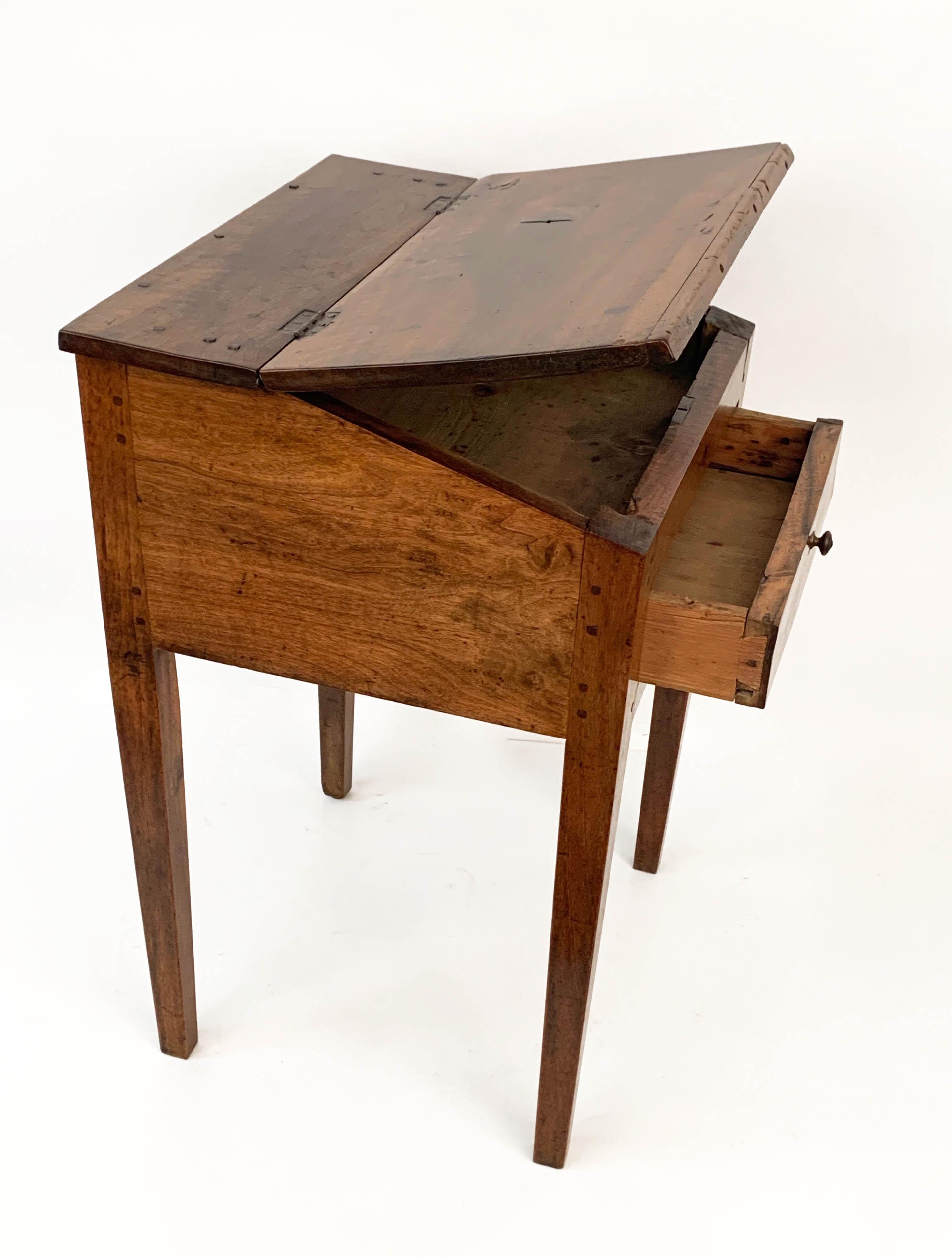Early 20th Century Italian Walnut Wood Desk with Inclined Writing Table ...