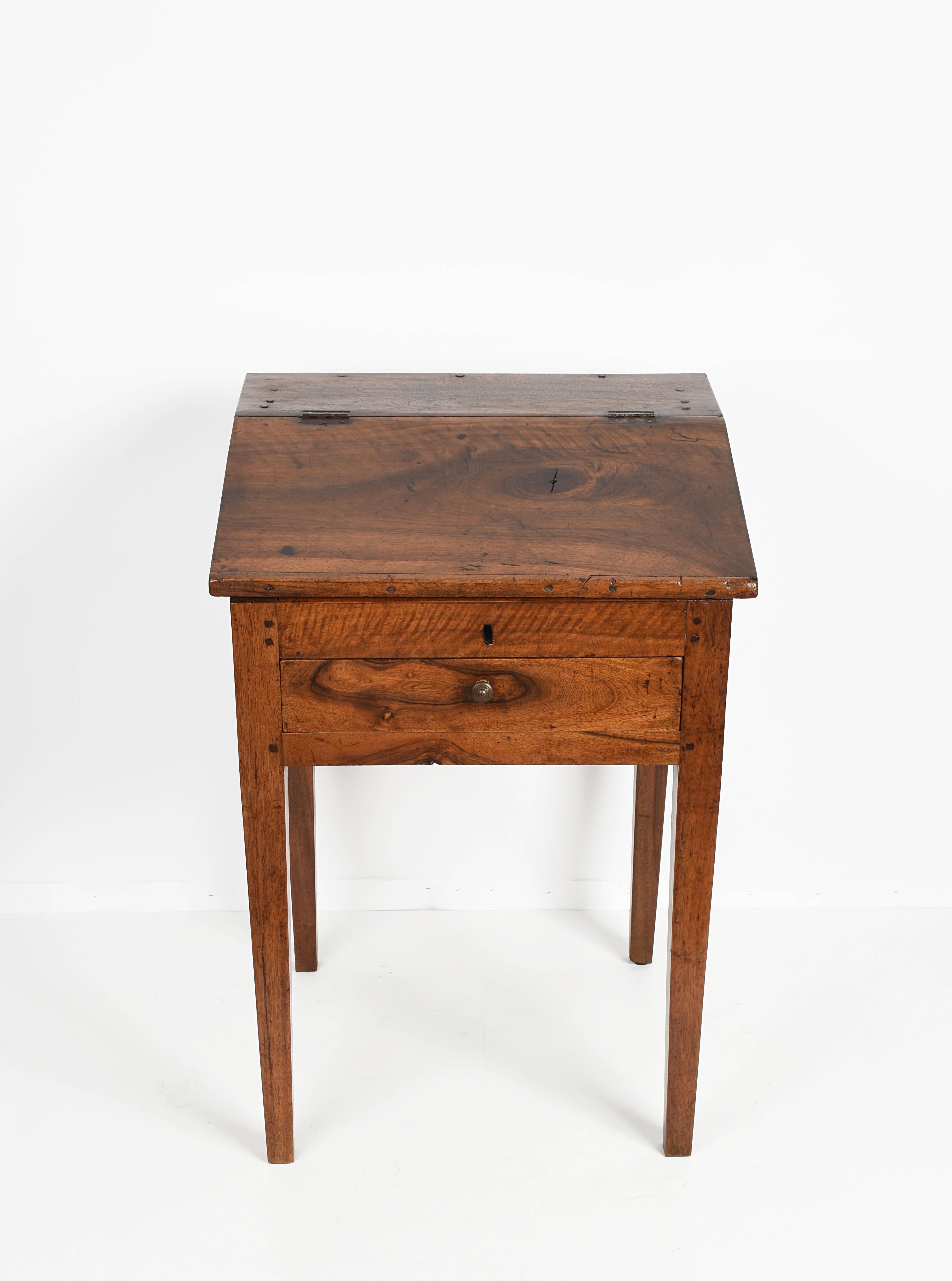 Early 20th Century Italian Walnut Wood Desk with Inclined Writing Table ...