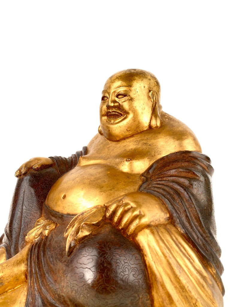 Early 20th Century Japanese Bronze of Laughing Buddha For Sale at 1stDibs