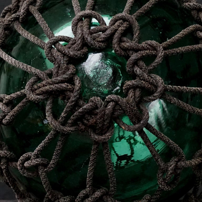 Early 20th Century Japanese Green Glass Fishing Float in Tied Knotted ...