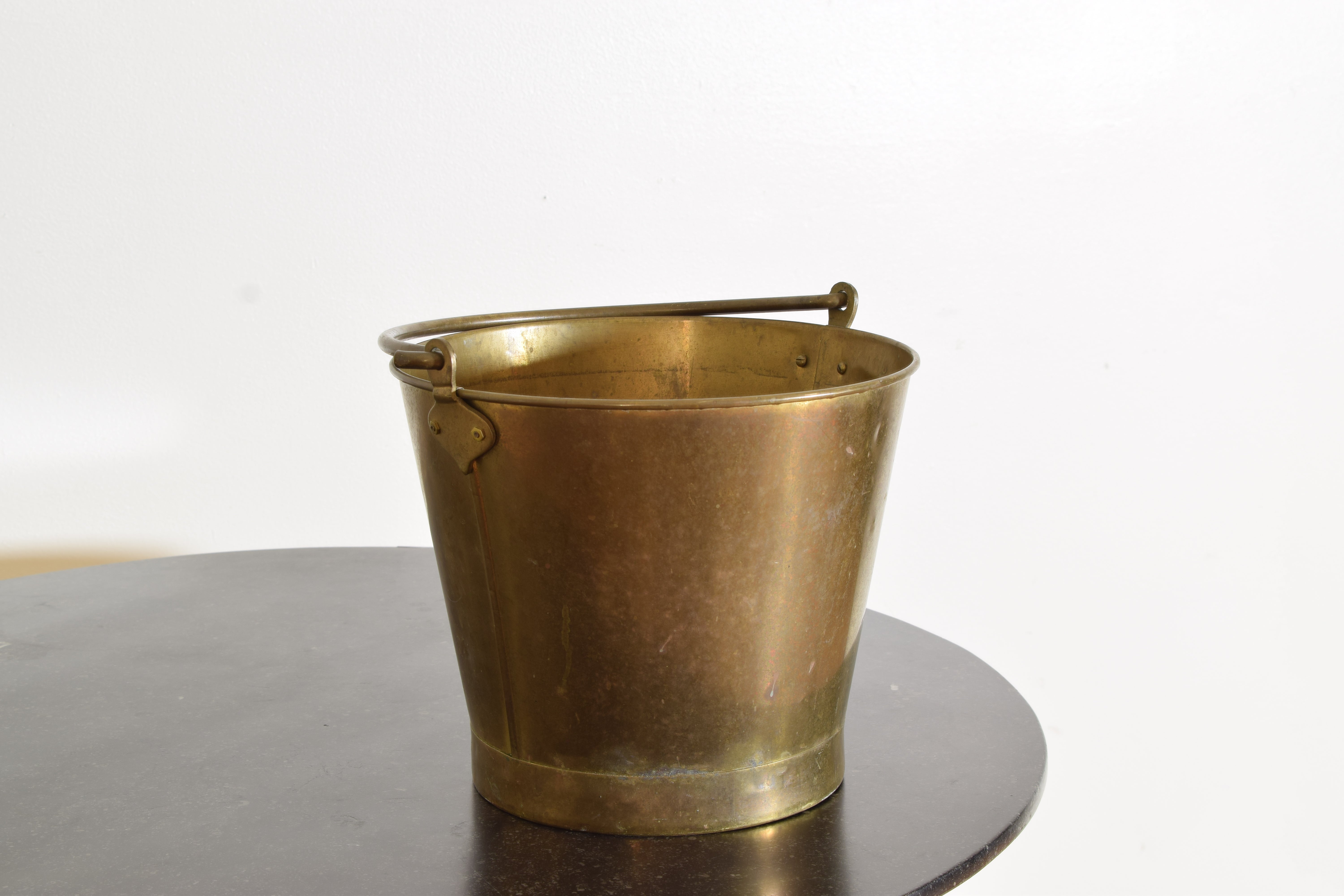 Early 20th Century Large Brass Patinated Rustic Pail For Sale at 1stDibs