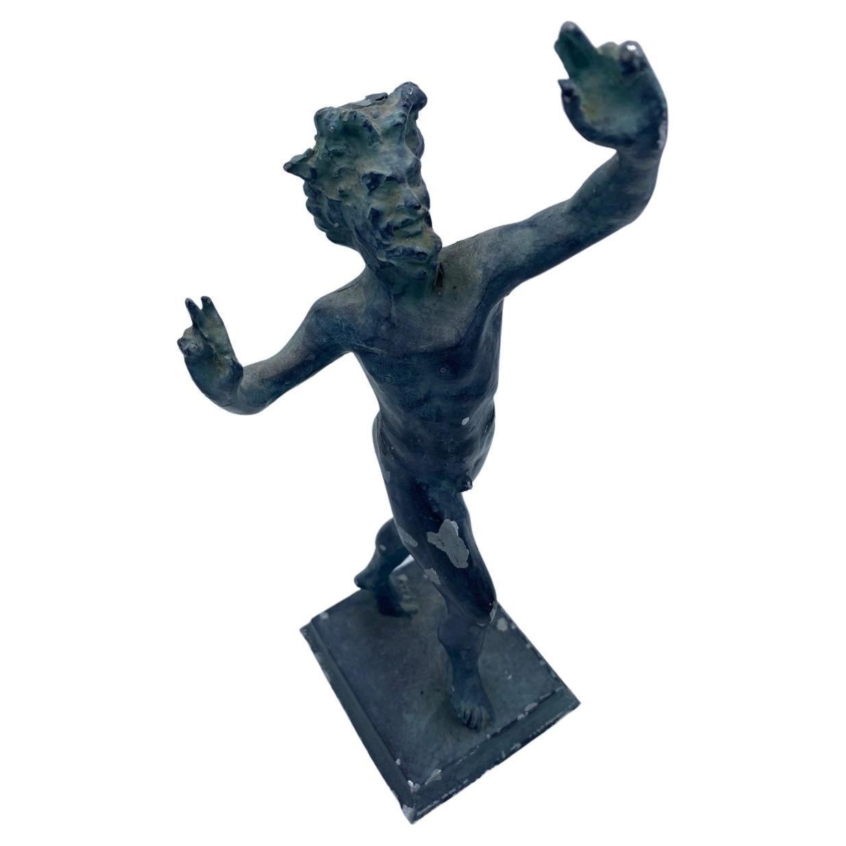 Early 20th Century Lead Statue of a Man Reaching for Sky at 1stDibs