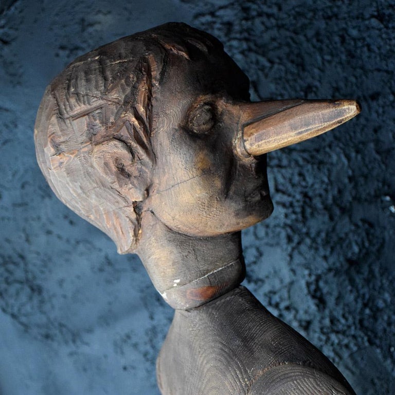 Early 20th Century Life Size Articulated Hand Carved Pinocchio Figure ...