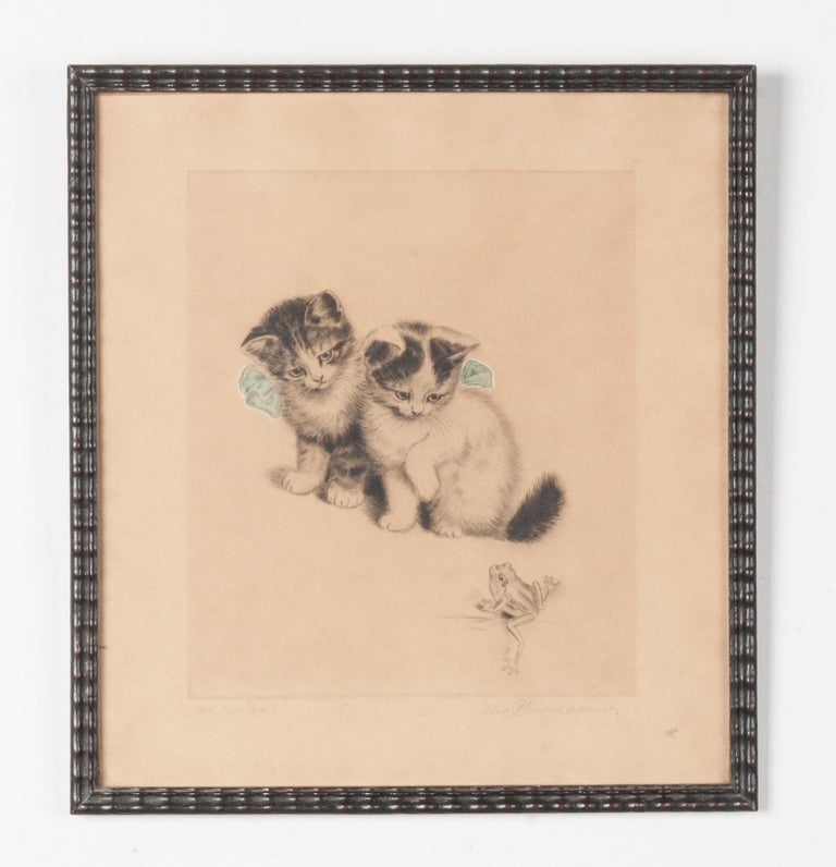 Early 20th Century Lithograph Young Cats by Meta PLÜCKEBAUM at 1stDibs