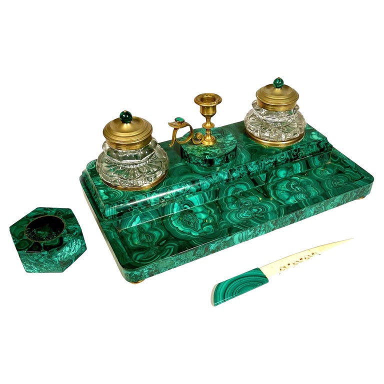 Early 20th Century Malachite Inkwell Set at 1stDibs