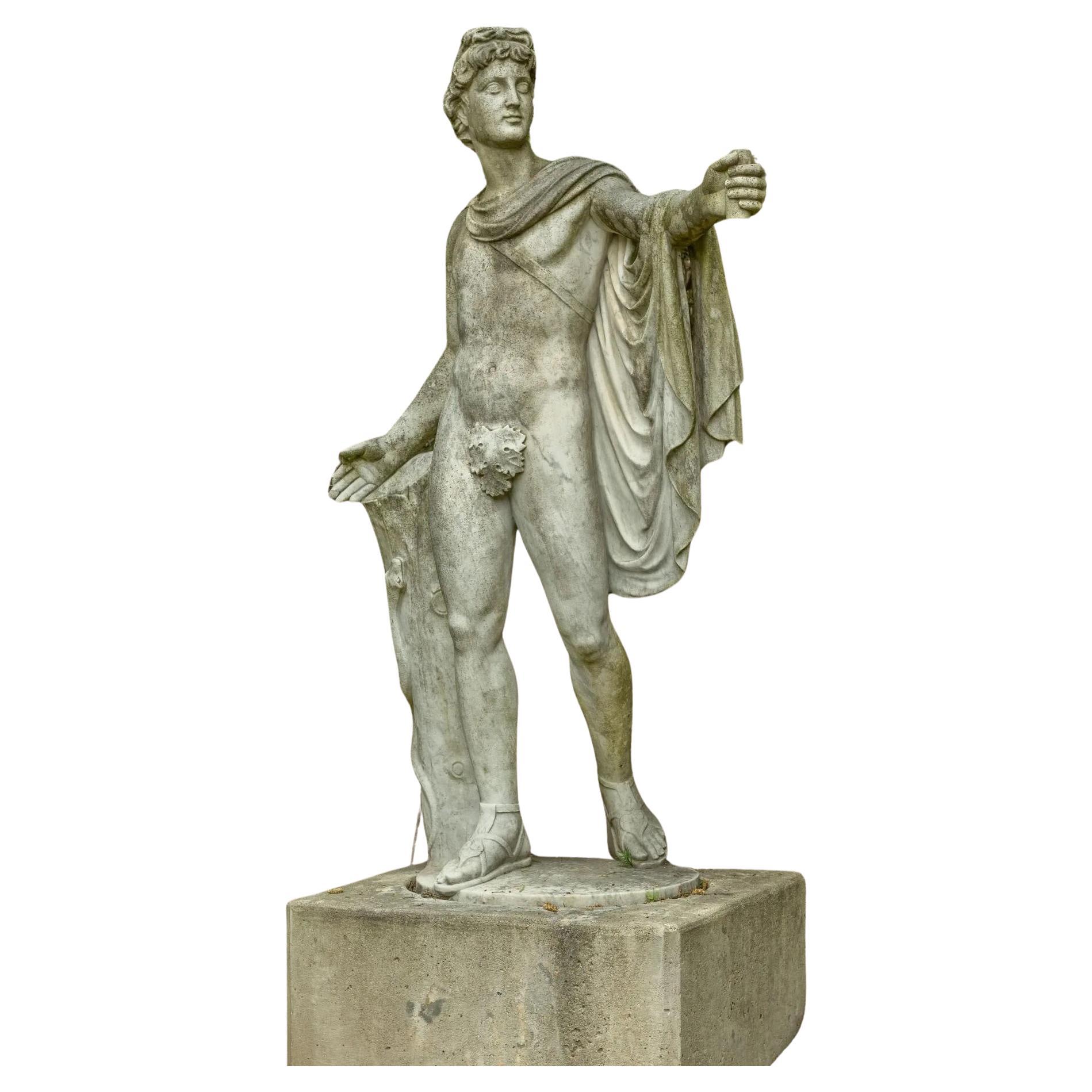 Vintage Composition Marble Bust of Apollo on a Pedestal, 20th Century ...