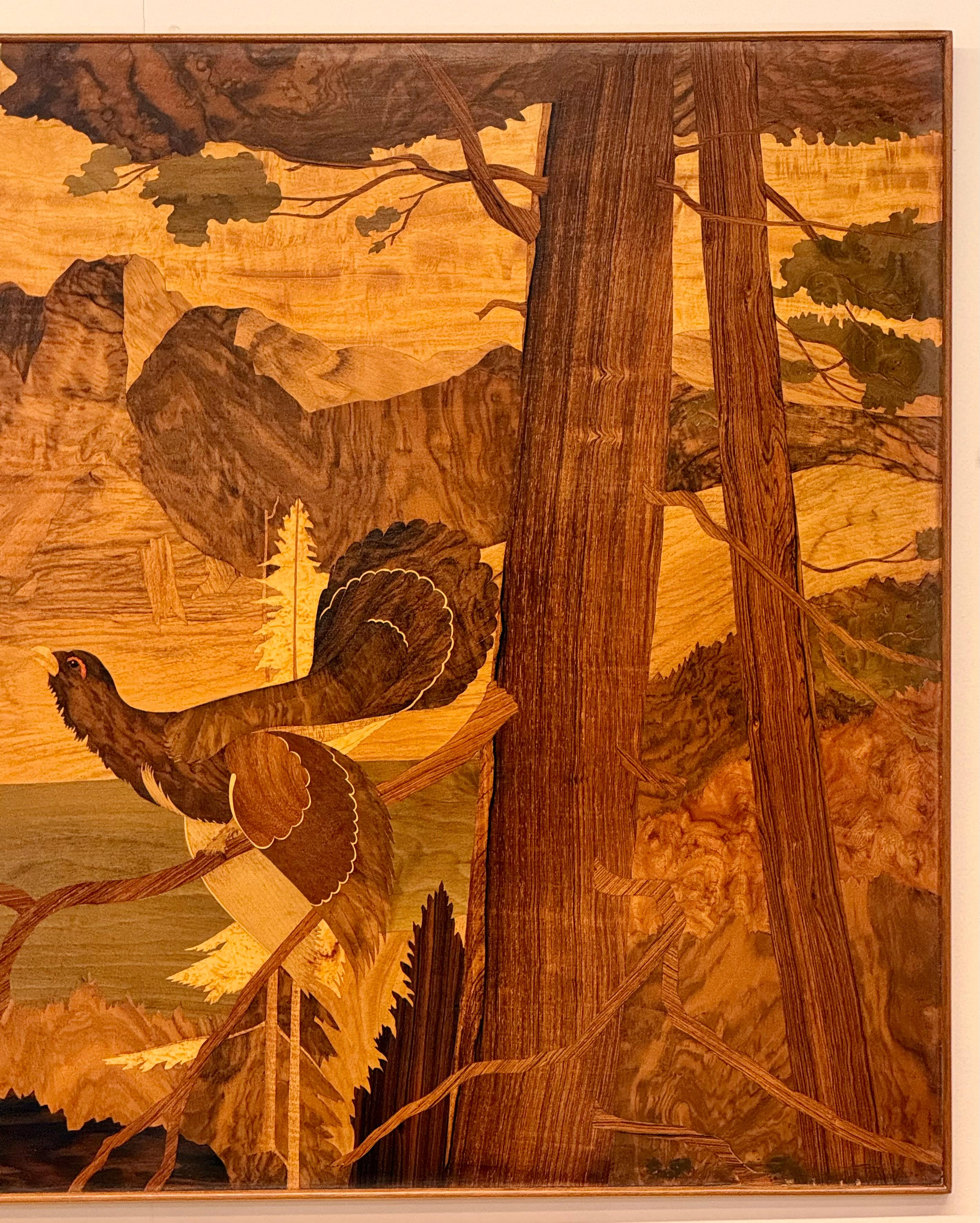 Early 20th-Century Marquetry Wall Hanging with Forest Landscape and ...