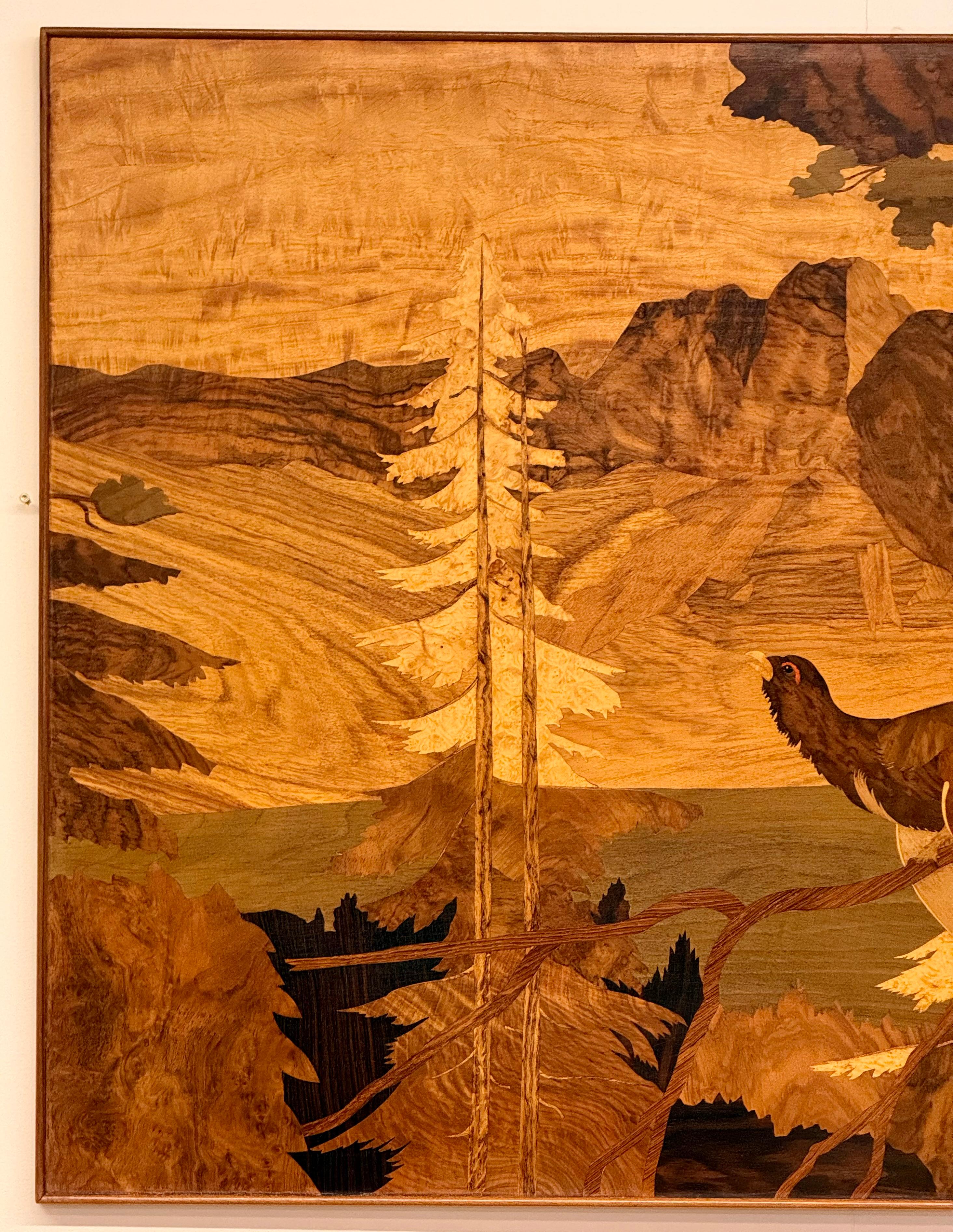 Early 20th-Century Marquetry Wall Hanging with Forest Landscape and ...