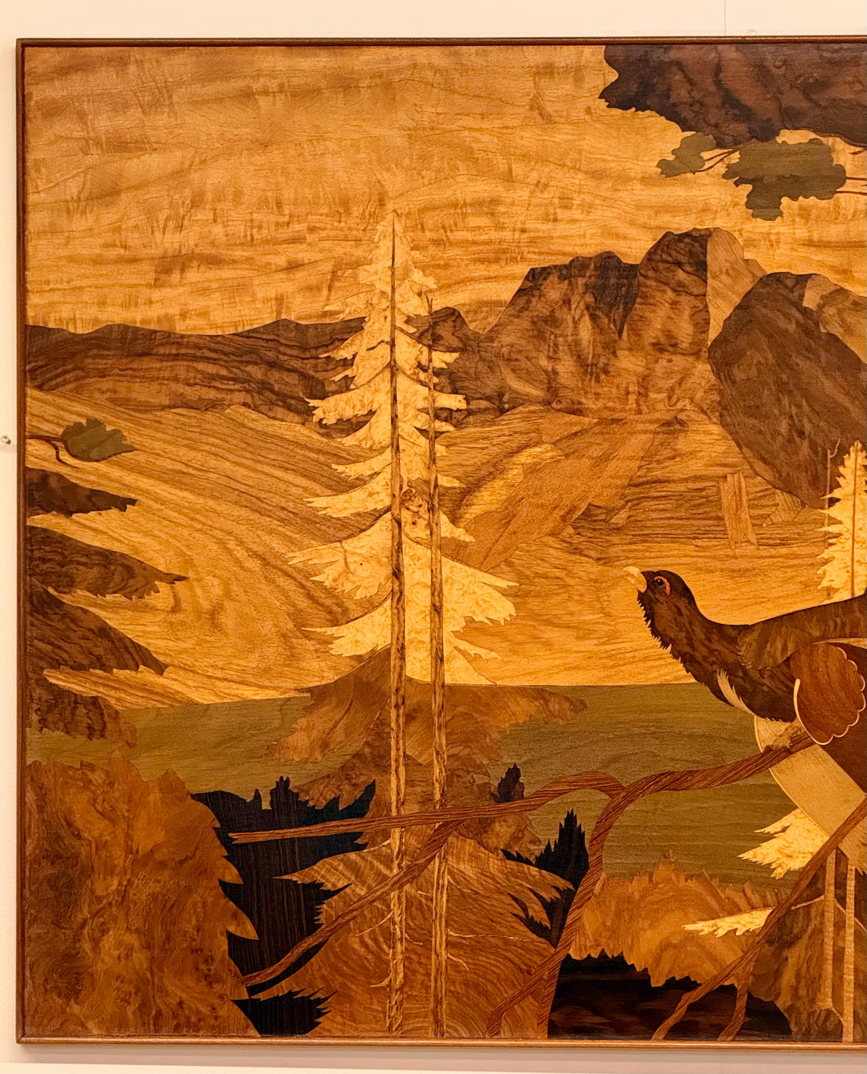 Early 20th-Century Marquetry Wall Hanging with Forest Landscape and ...