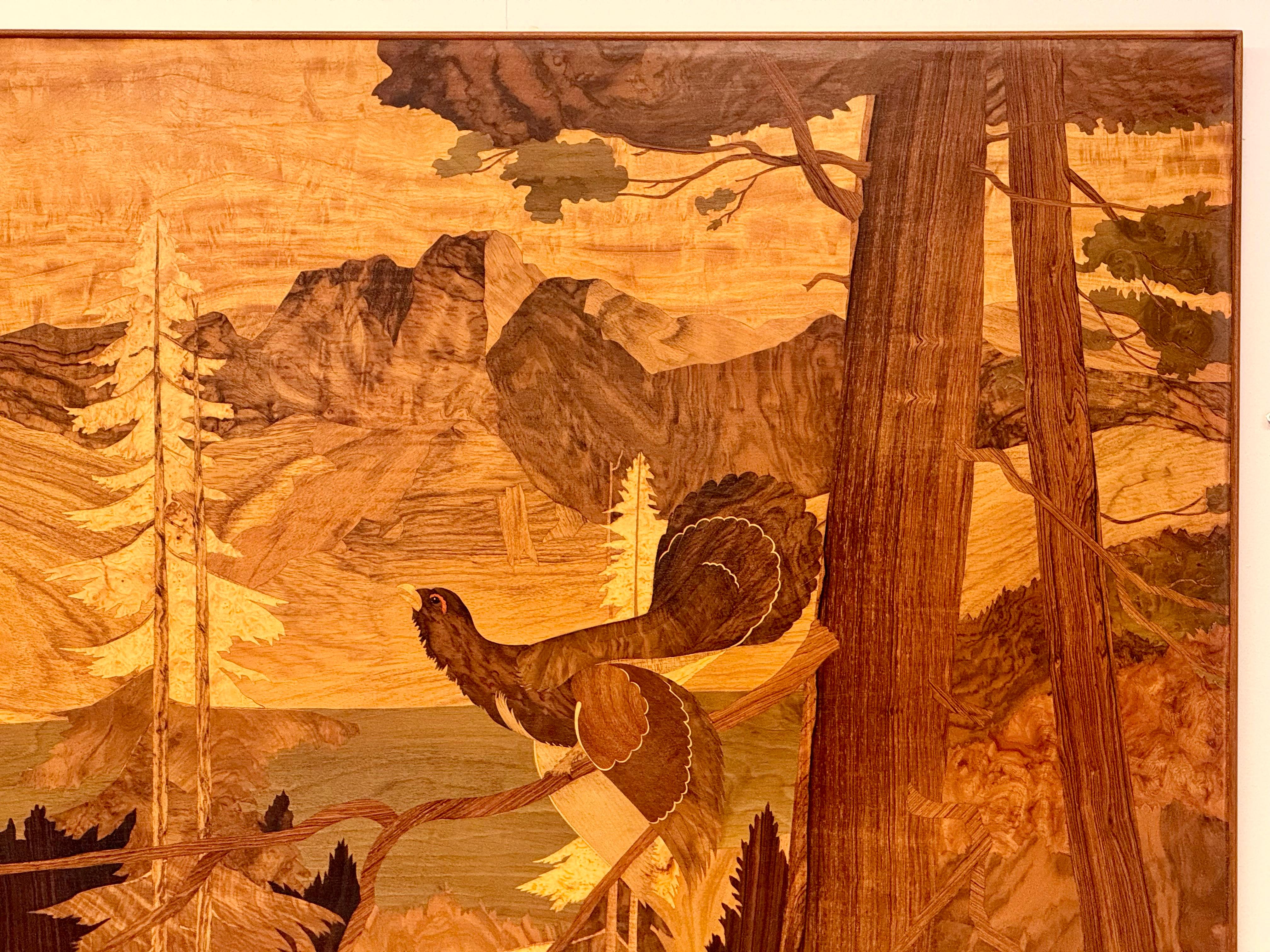 Early 20th-Century Marquetry Wall Hanging with Forest Landscape and ...