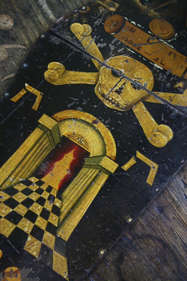 Early 20th Century Masonic Freemasons Tracing Board Coffin Oil on Panel ...