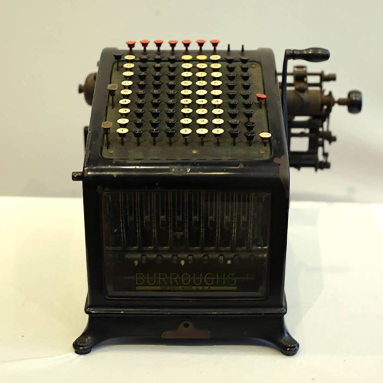 Early 20th Century Metal and Beveled Glass Burroughs Adding Machine ...