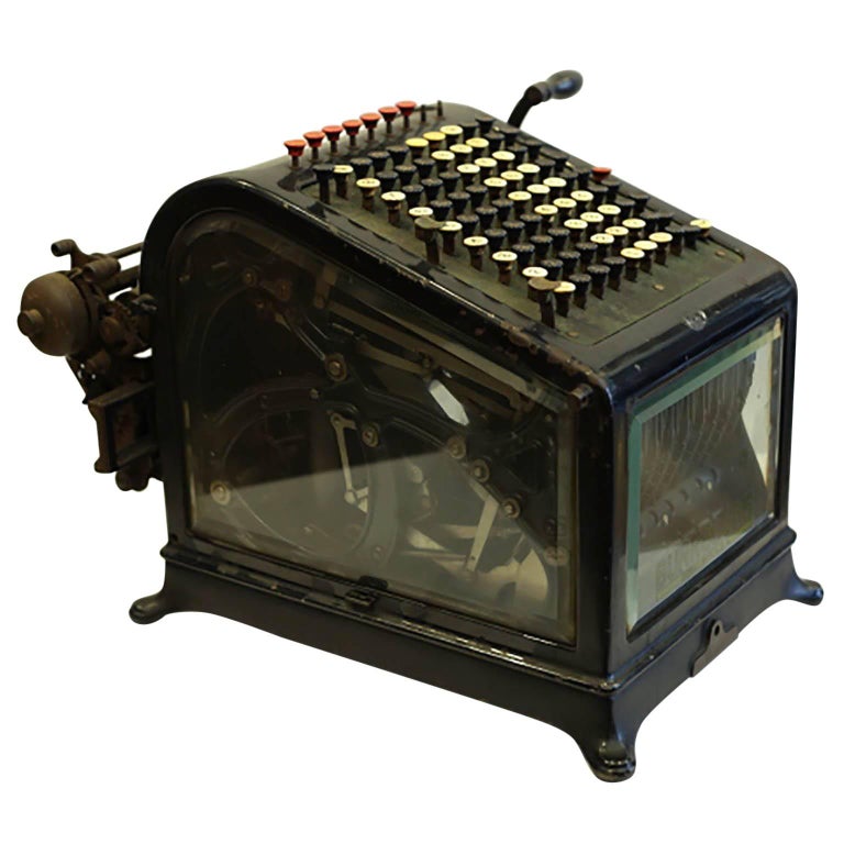Early 20th Century Metal and Beveled Glass Burroughs Adding Machine ...