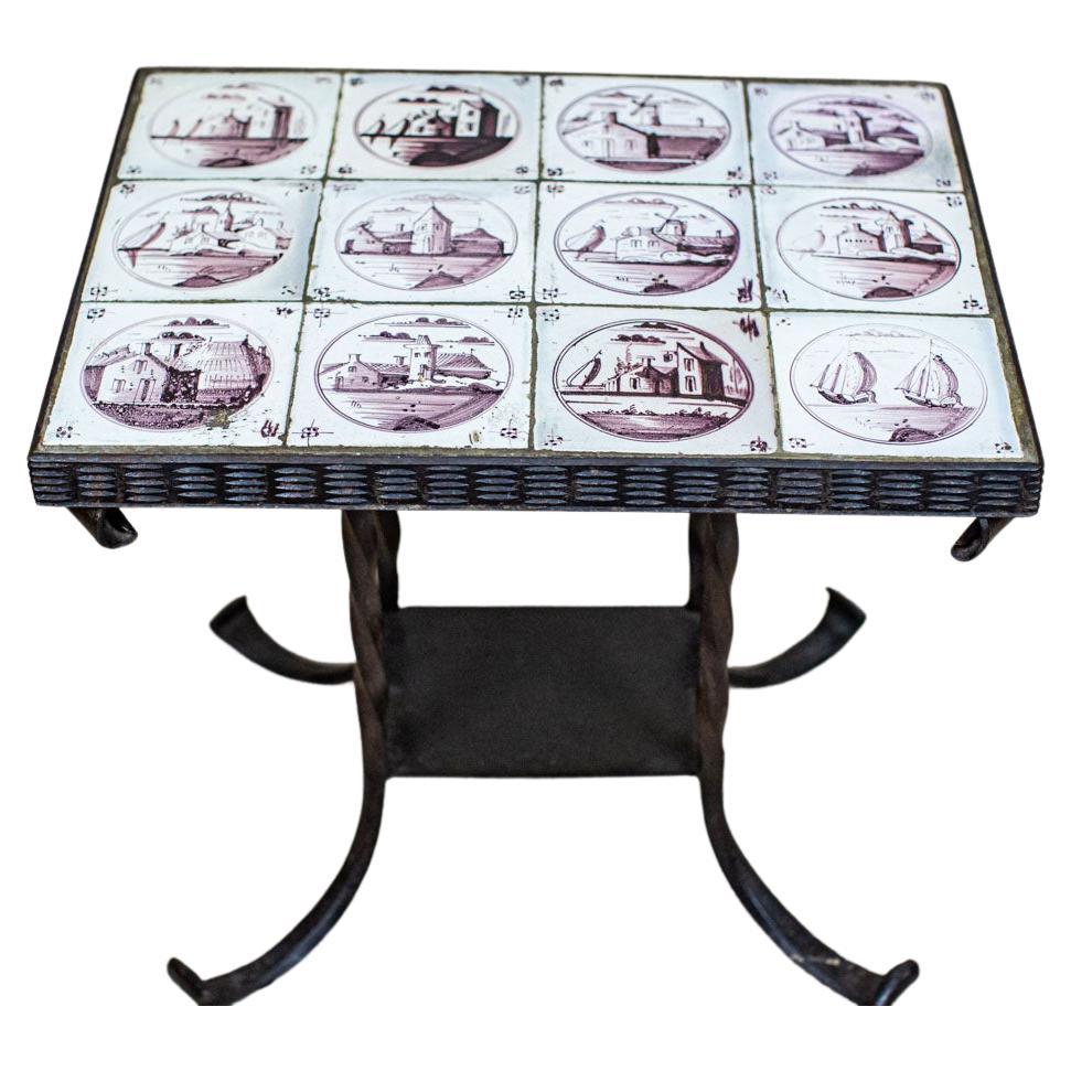 Early 20th Century Wrought Iron and Brass Console Table with Stone Top ...