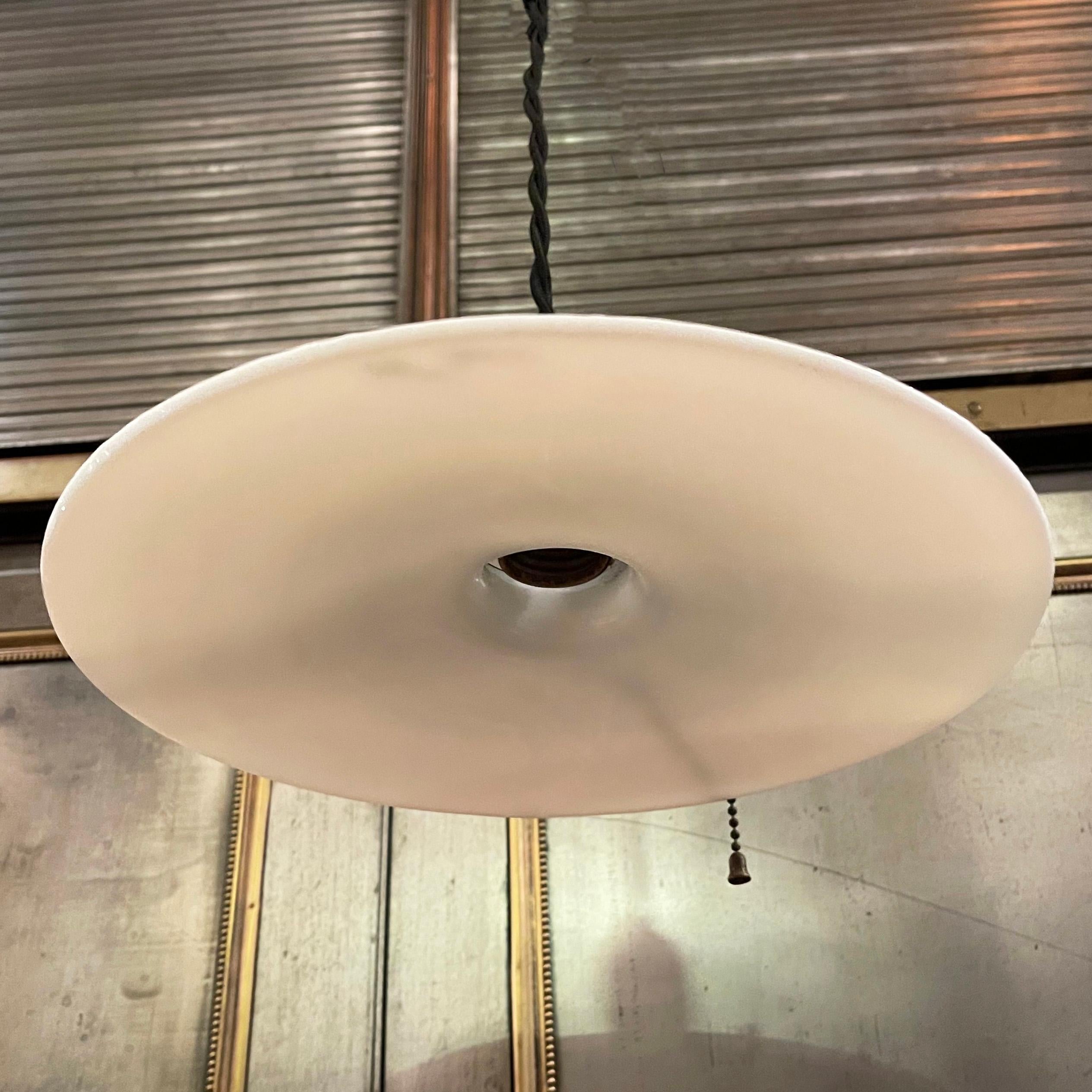 Early 20th Century Milk Glass Disc Pendant Light at 1stDibs