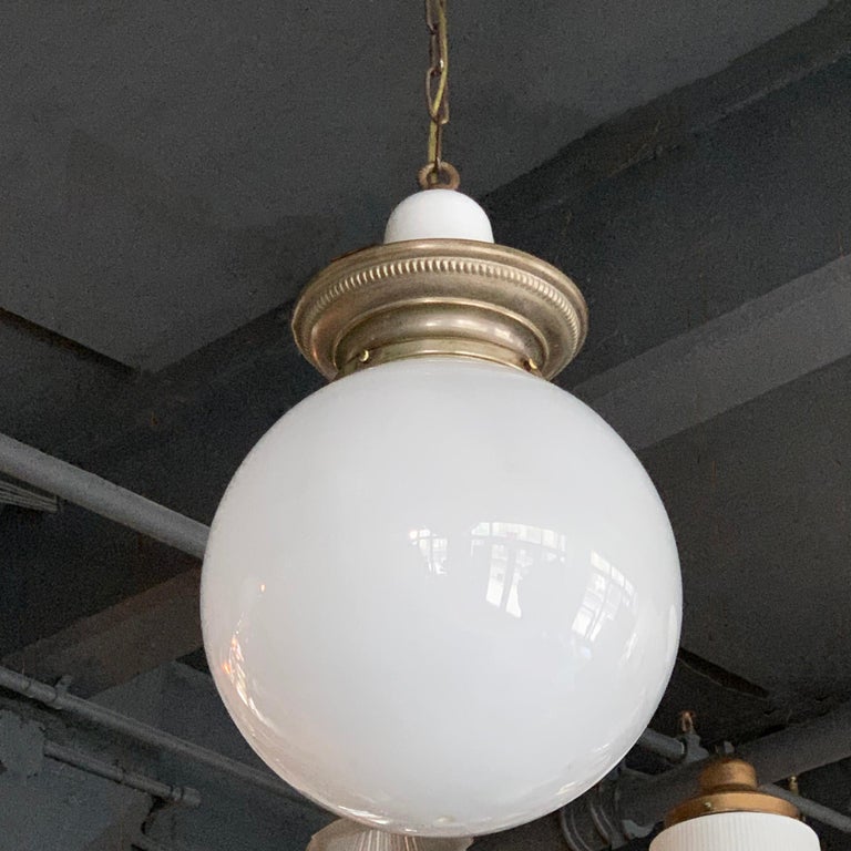 Early 20th Century Milk Glass Globe Library Pendant Light For Sale at ...