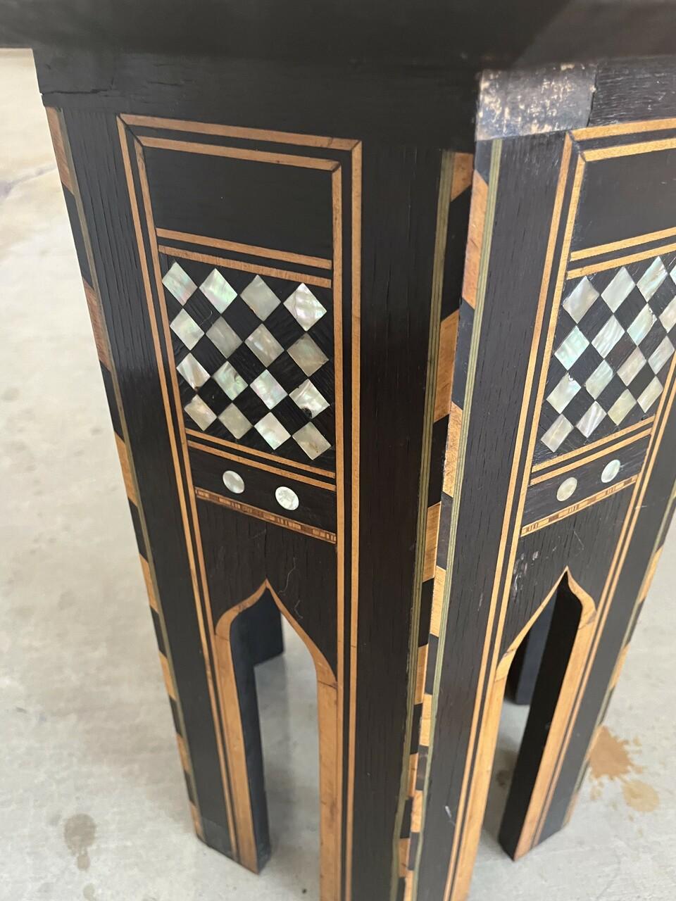 Early 20th Century Moroccan Inlaid Hexagonal Table For Sale at 1stDibs