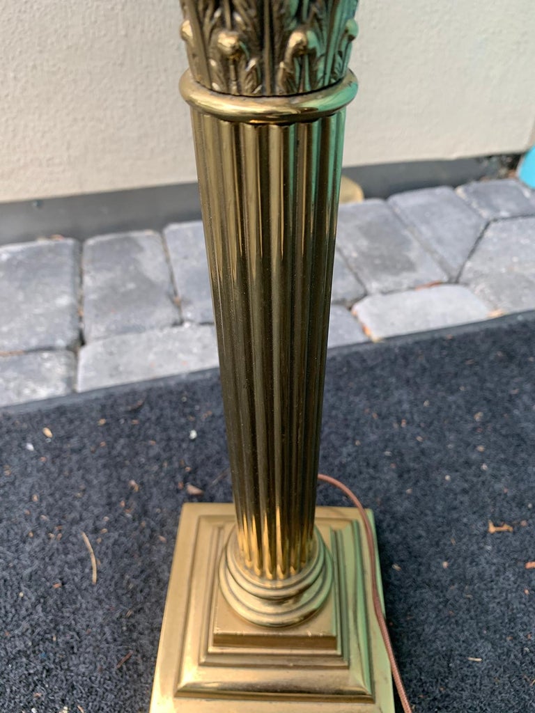 Early 20th Century Neoclassical Bronze Column Lamp with Crystal Oil ...