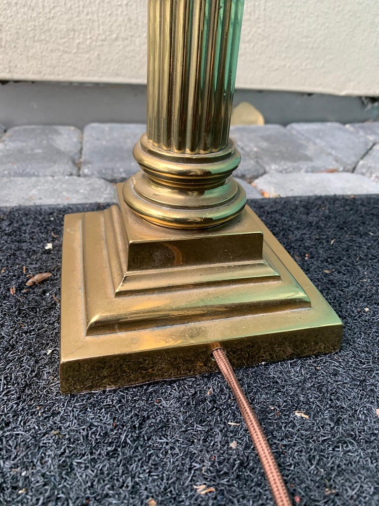 Early 20th Century Neoclassical Bronze Column Lamp with Crystal Oil ...