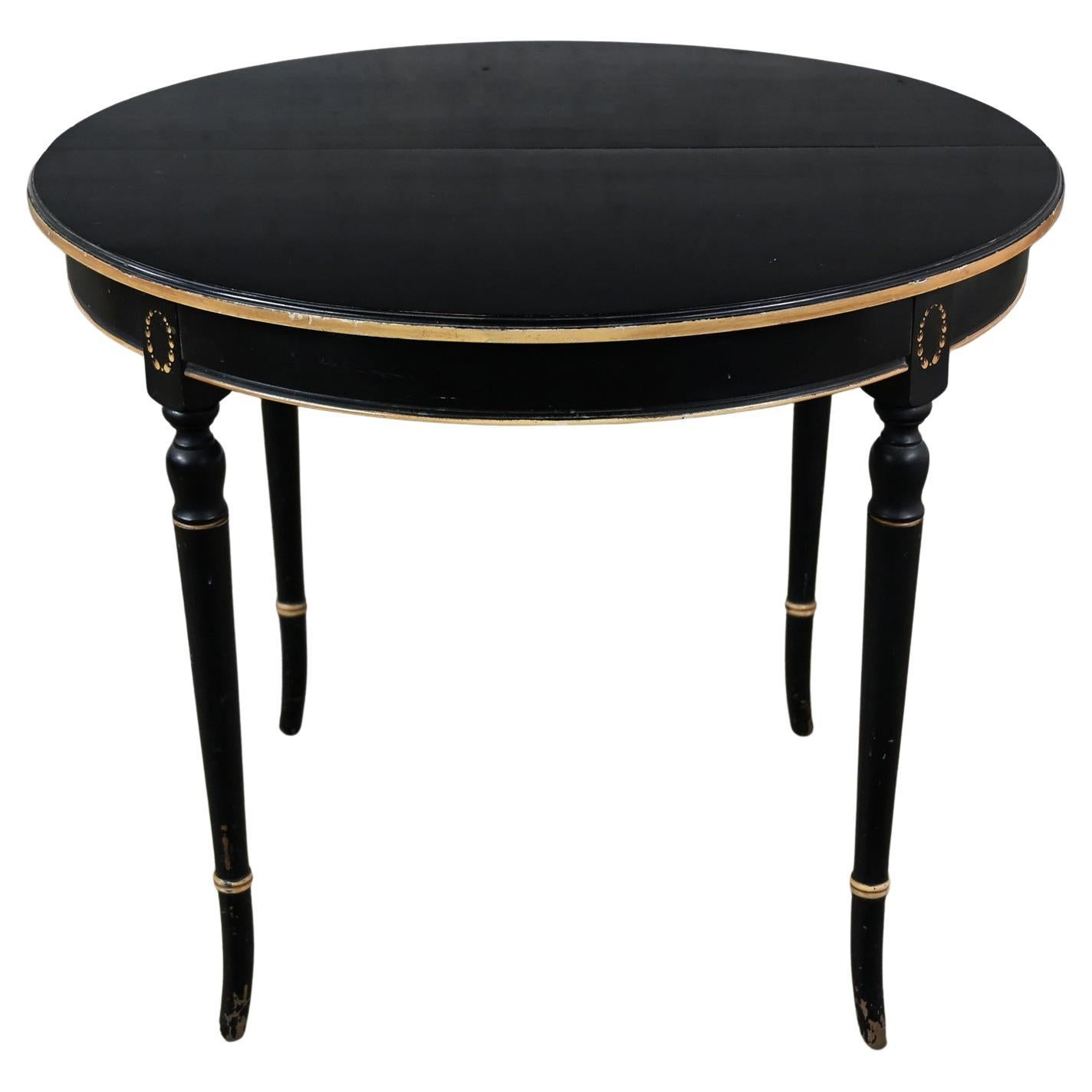 Round Neoclassical Dining Table Center Table Black Age-Distressed ...