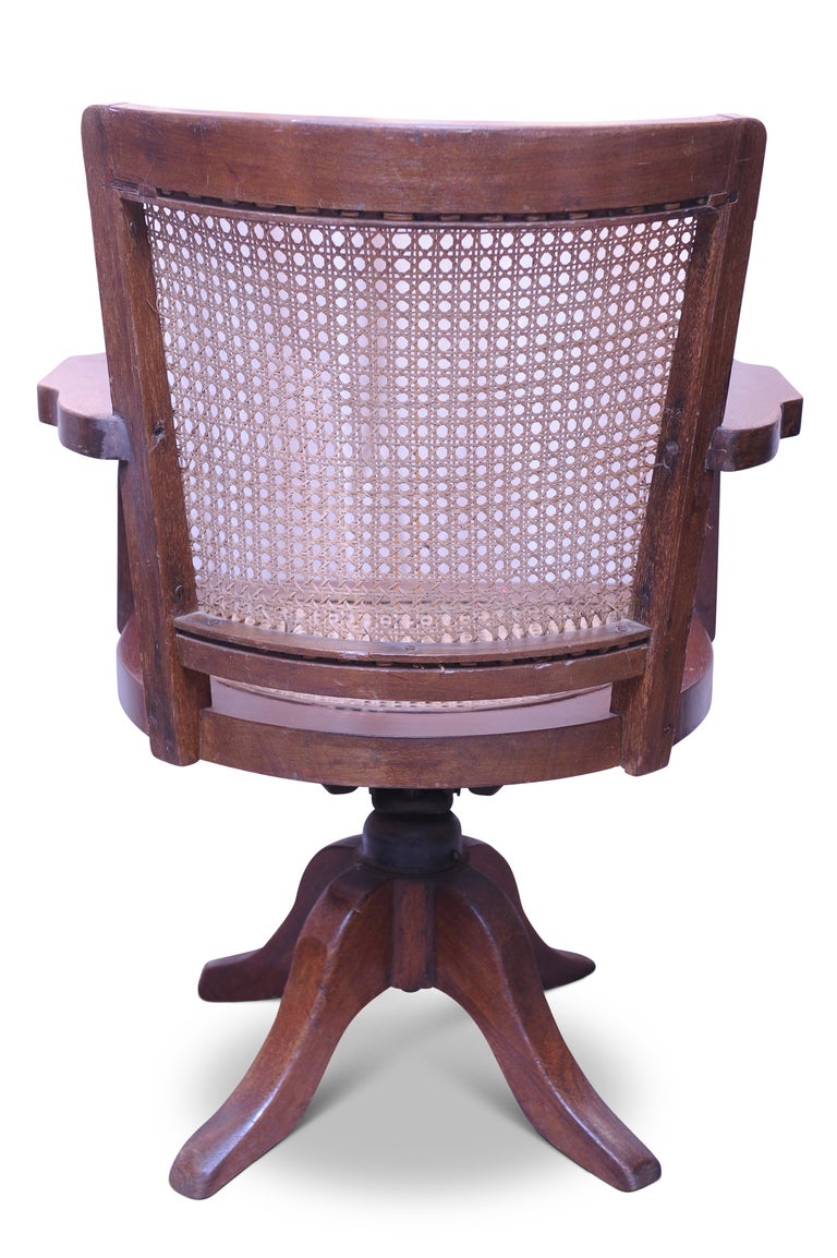 Early 20th Century Oak, Revolving, Rattan / Cane Clerks Office Desk ...