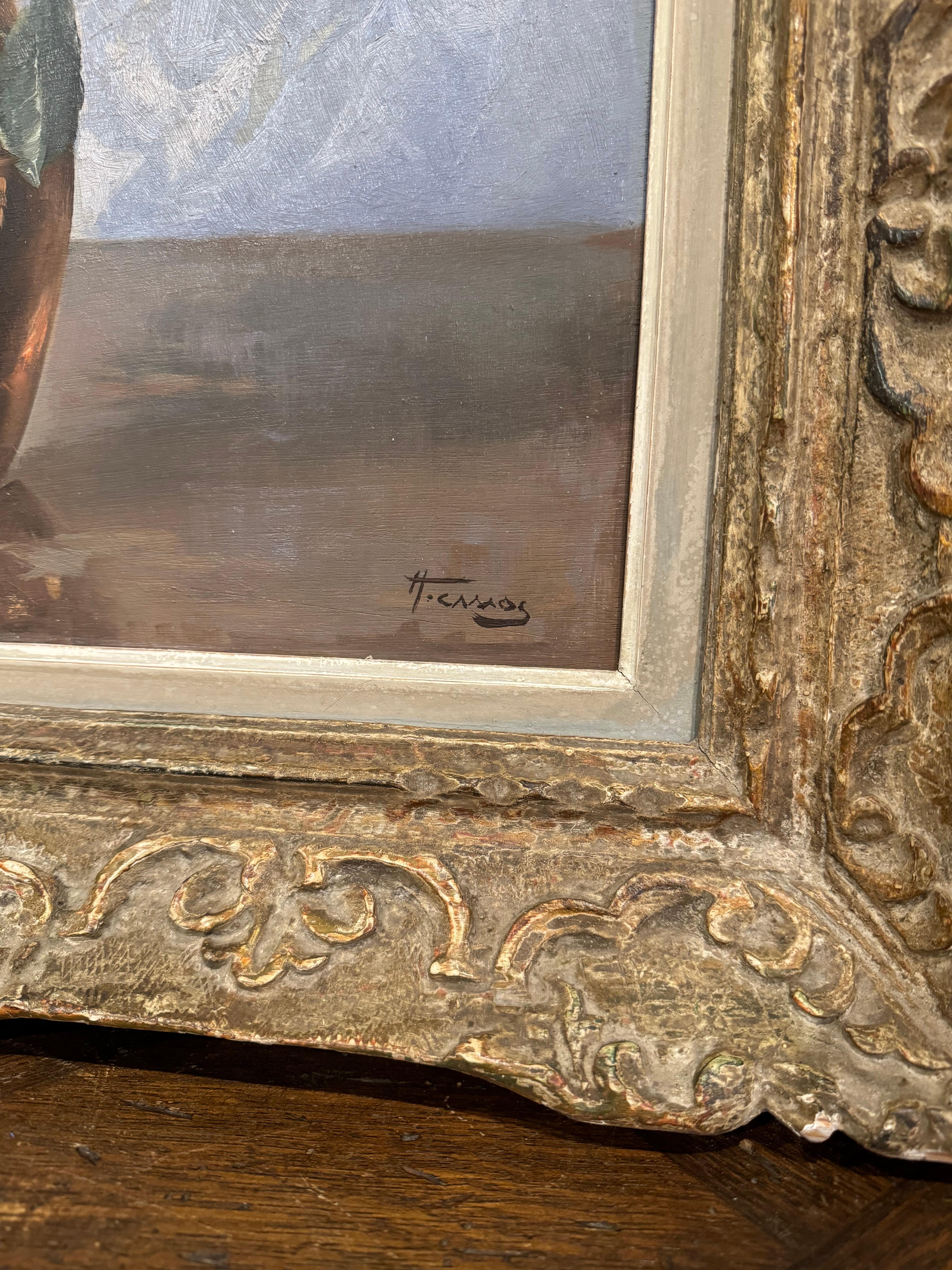 Early 20th Century Oil on Board Flower Painting in Carved Frame Signed ...