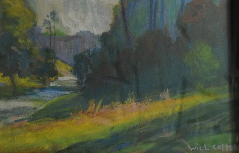 Early 20th Century Oil on Board Painting of Trees and River, Signed ...