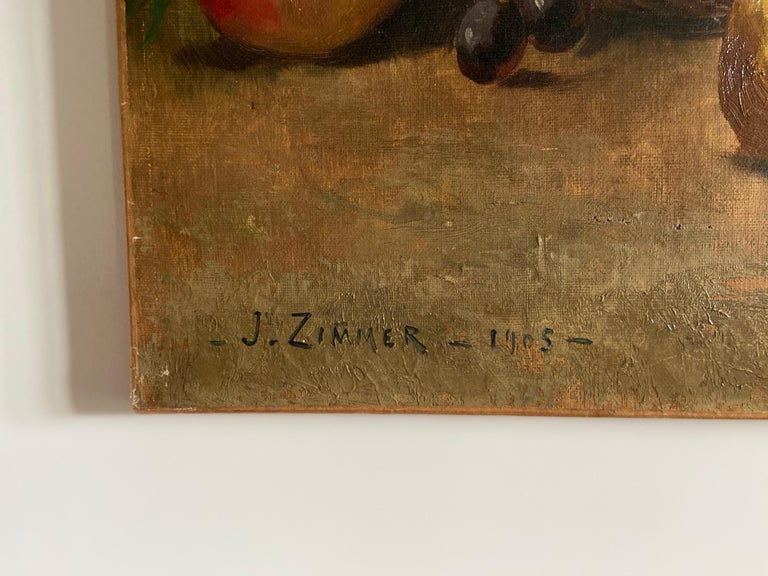 Early 20th Century Oil on Canvas Still Life with Fruits Signed by J ...