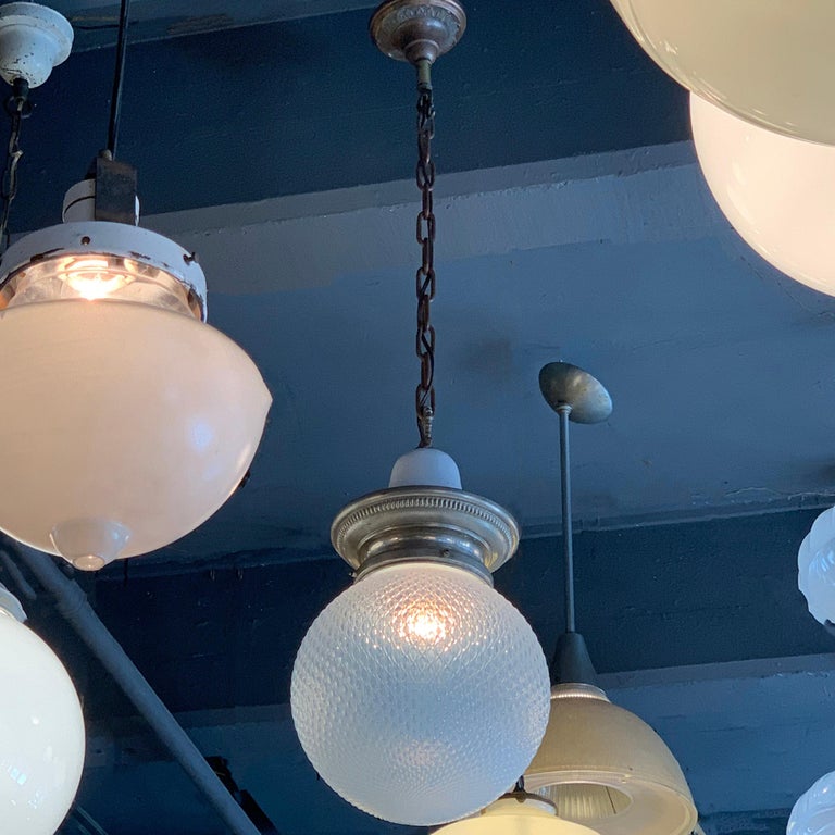Early 20th Century Opaline Glass Globe Library Pendant Light For Sale ...