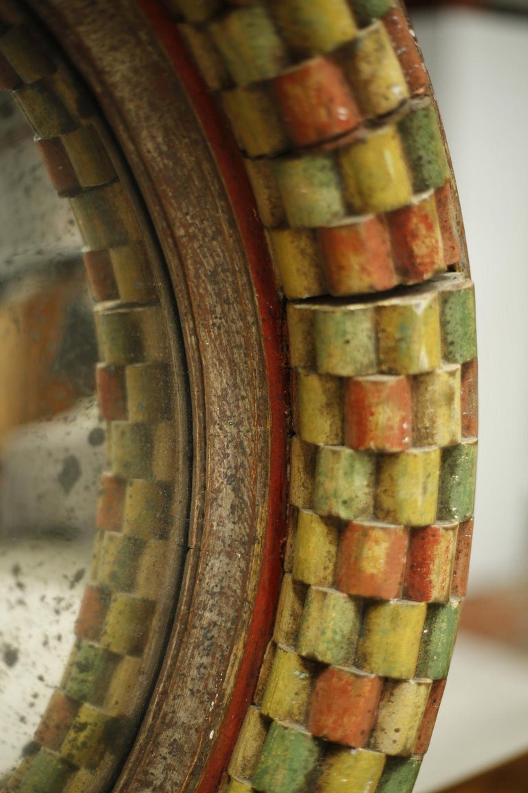 Early 20th Century Painted Convex Mirror For Sale at 1stDibs