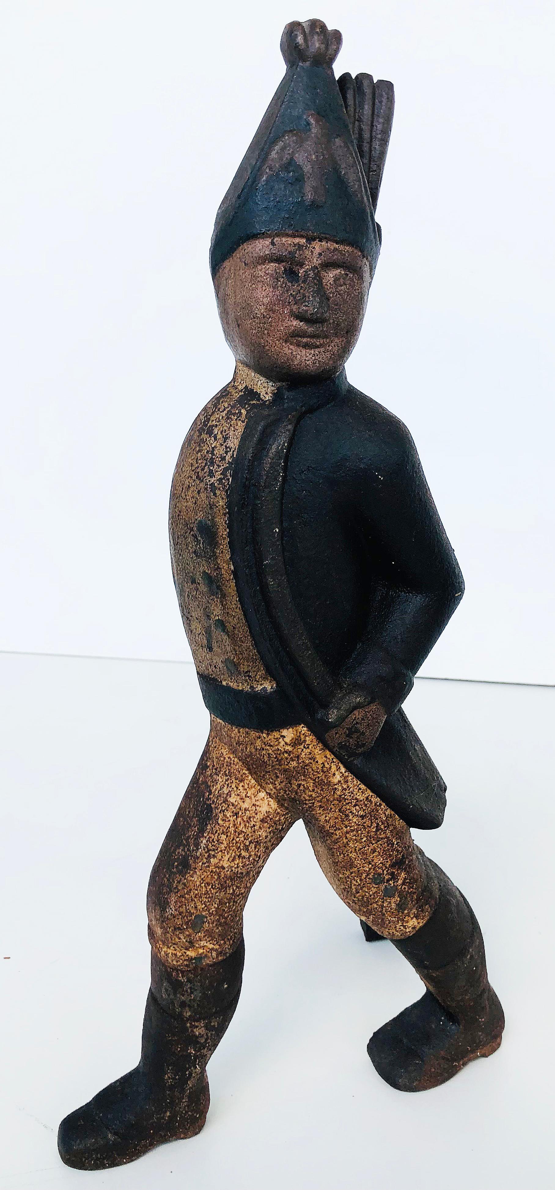 Antique Painted Cast Iron Hessian Soldiers Andirons, Pair For Sale at ...