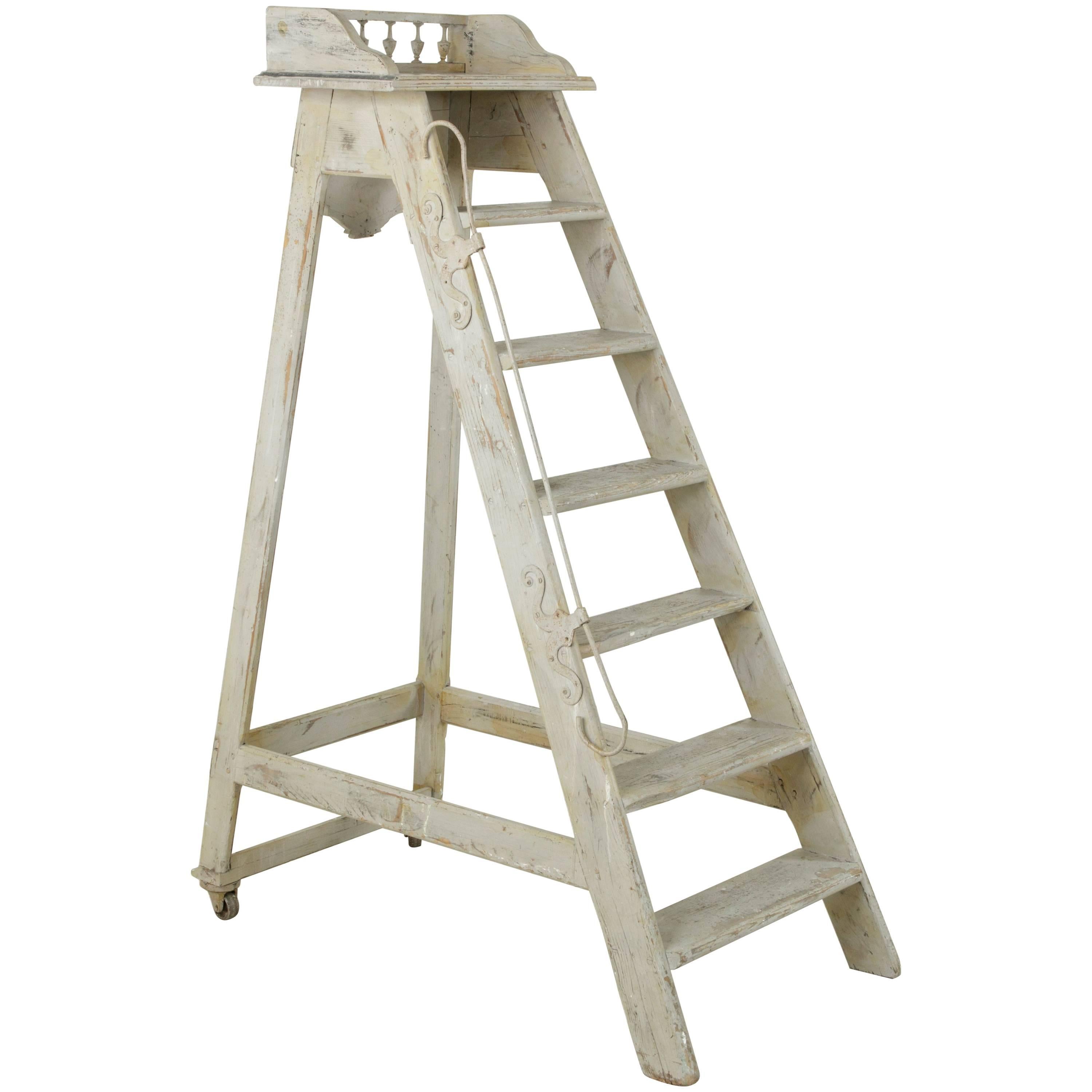 Early 20th Century Painted Library Ladder from Bibliothèque Nationale ...