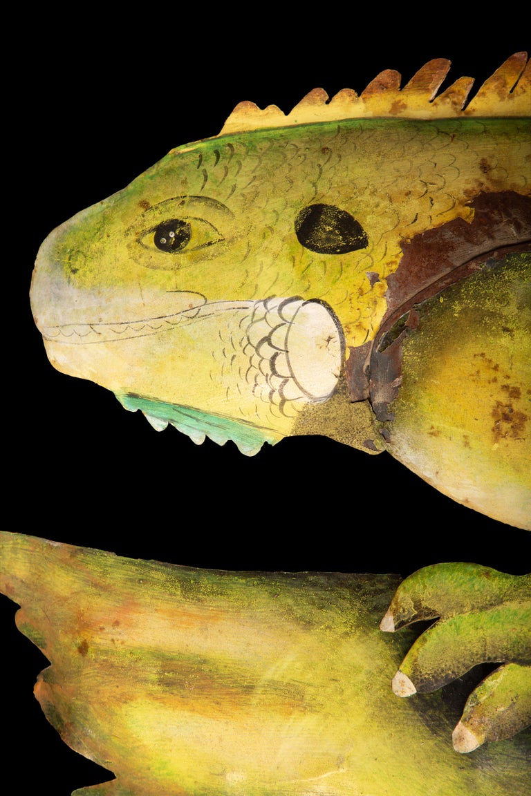Early 20th Century Painted Metal Lizard For Sale at 1stDibs