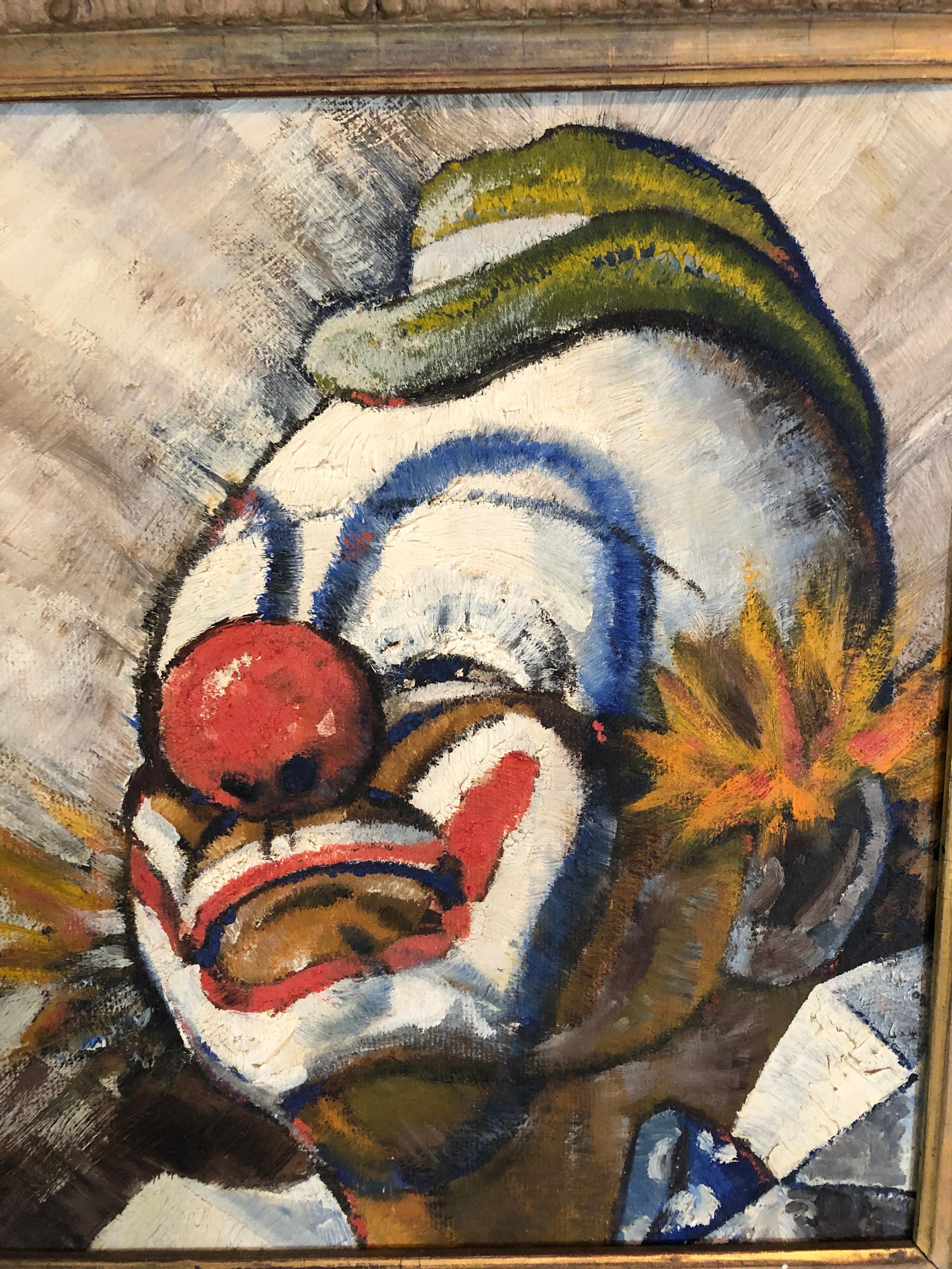 Early 20th Century Painting of a Clown in Antique Frame at 1stDibs ...