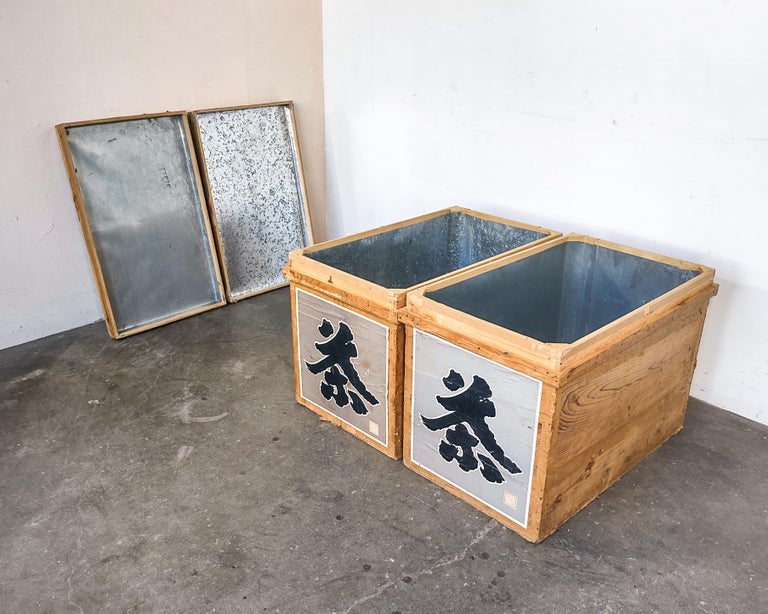 Early 20th Century Pair of '2' Japanese Tea Crates with Tin Lining at ...