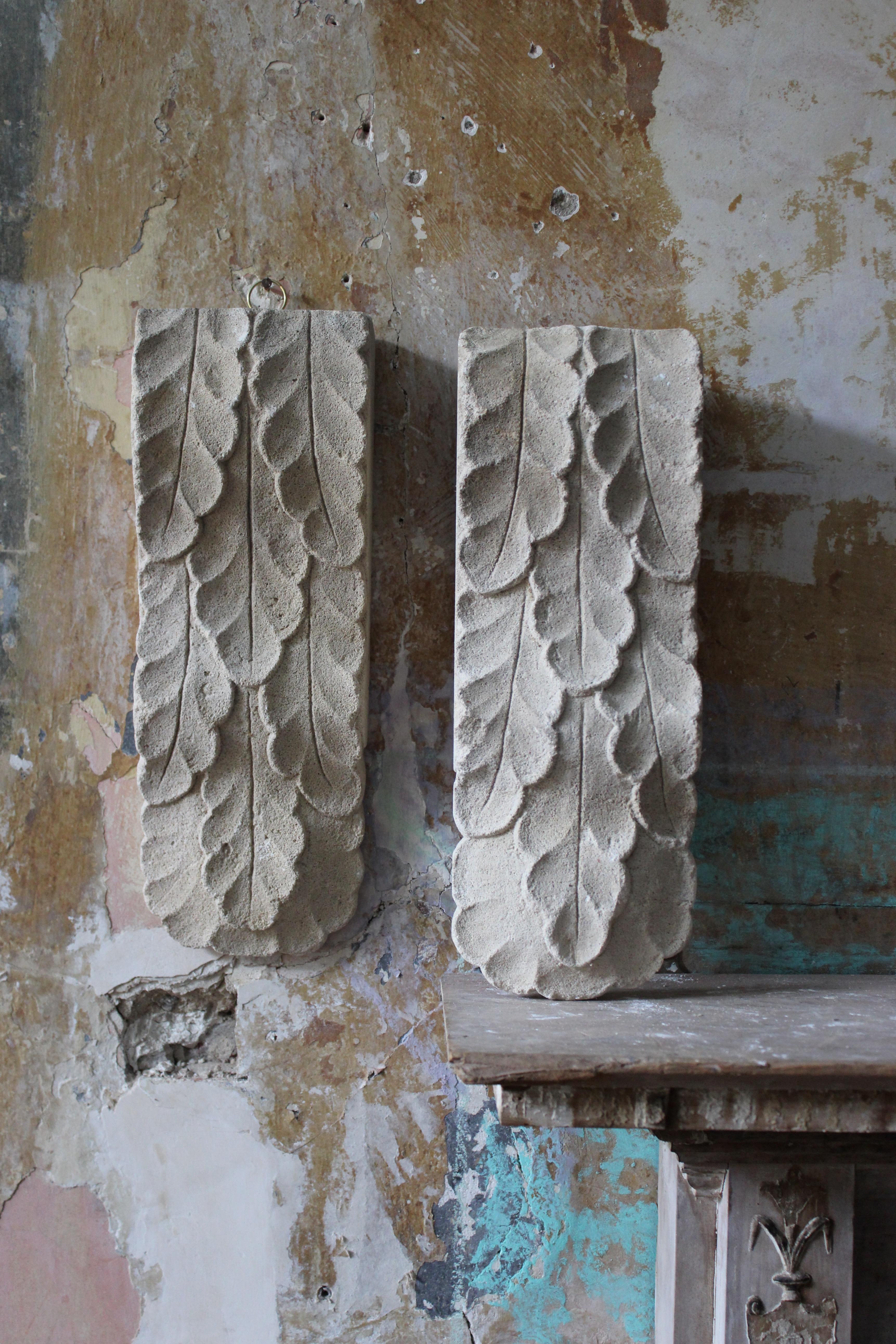 Early 20th Century Pair of Carved Stone Architectural Elements Corbels ...