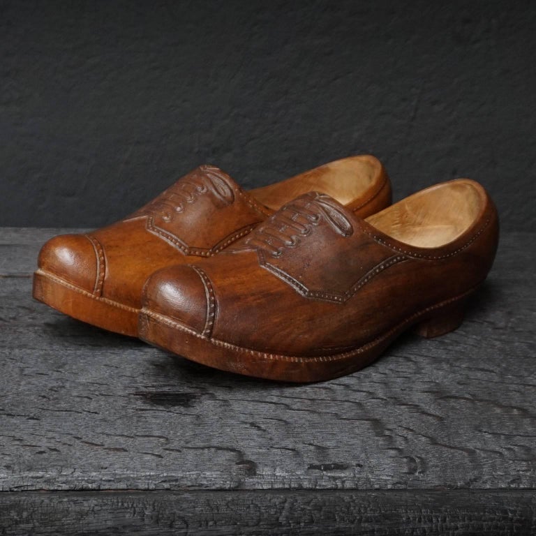 Early 20th Century Pair of French Sunday Clogs or Sabots Bois at 1stDibs