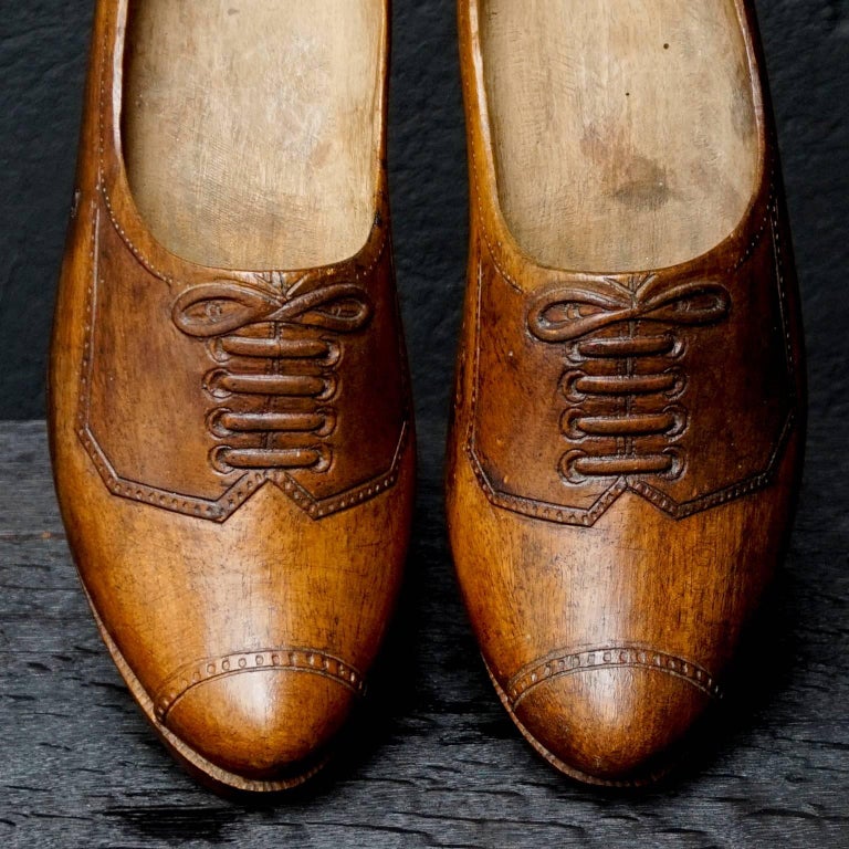 Early 20th Century Pair of French Sunday Clogs or Sabots Bois at 1stDibs