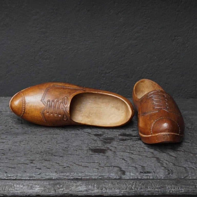 Early 20th Century Pair of French Sunday Clogs or Sabots Bois at 1stDibs