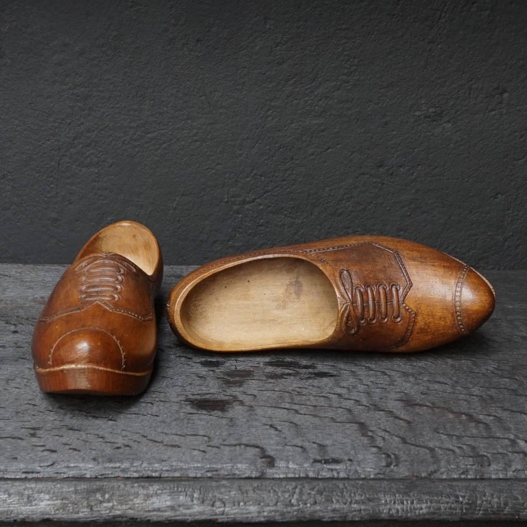 Early 20th Century Pair of French Sunday Clogs or Sabots Bois at 1stDibs