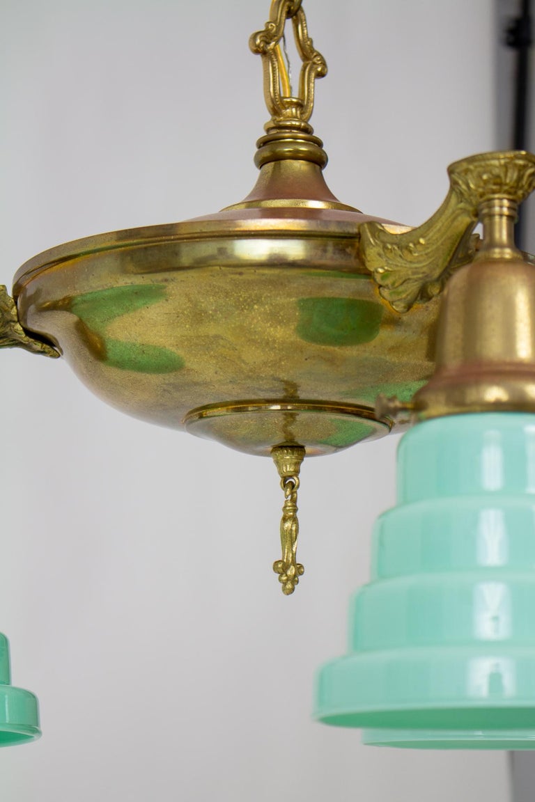 Early 20th Century Pan Light with Art Deco Glass For Sale at 1stDibs