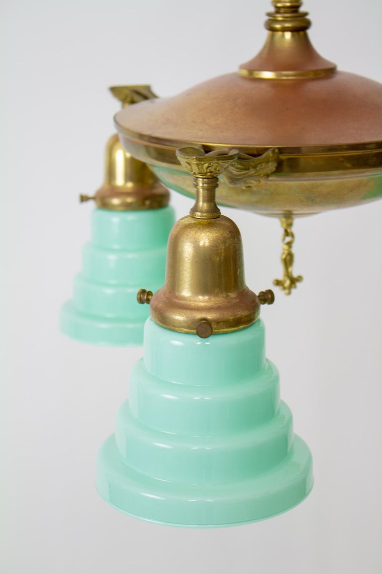 Early 20th Century Pan Light with Art Deco Glass For Sale at 1stDibs